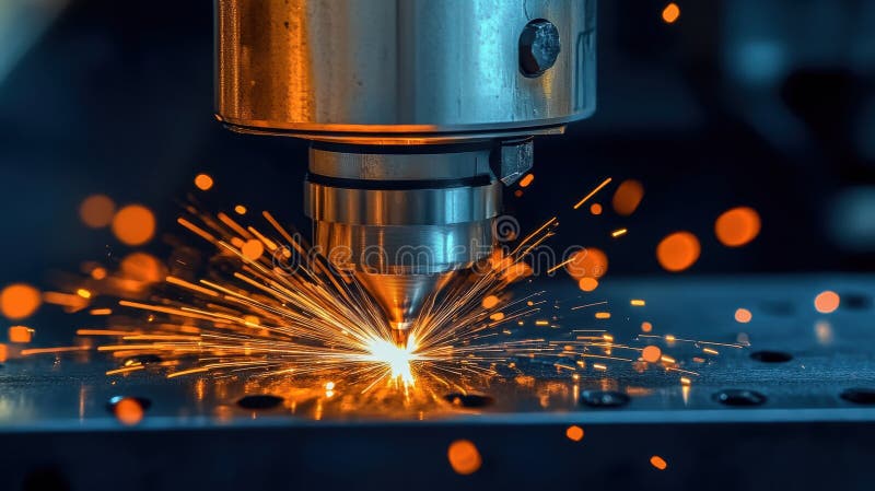 Laser Cutting Machine Producing Sparks Metal Surface Advanced ...