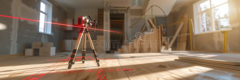 Precision Laser Tool Measures Dimensions in a Bright Construction Site ...