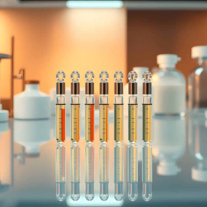 Precision Lighting in Science-Inspired Ampoule Display on Reflective ...