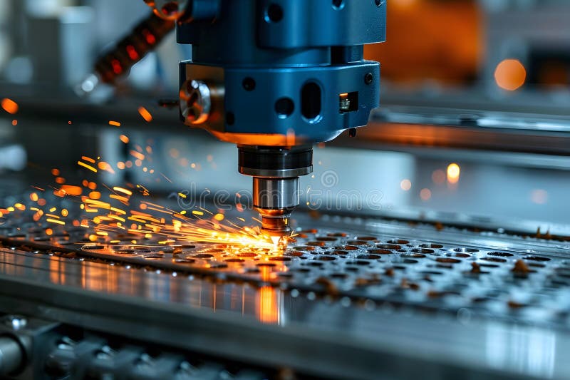 Precision Machine Cutting Metal Generative AI Stock Illustration ...