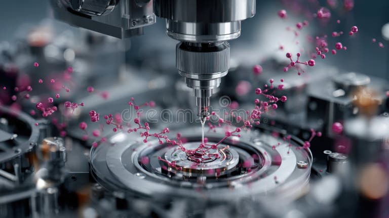 Precision Machine Pink Molecules Flow Stock Illustration - Illustration ...