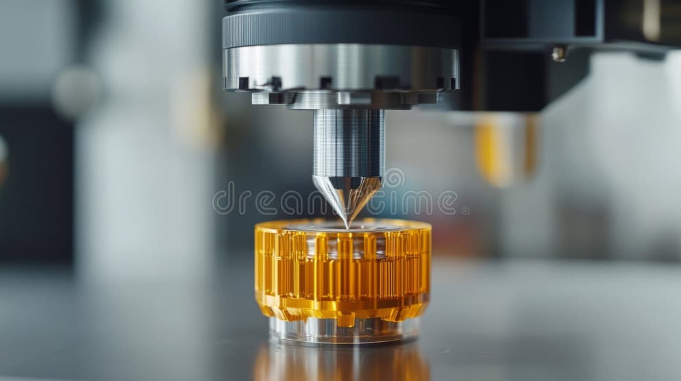 Precision Machine Testing a Golden Component Stock Illustration ...