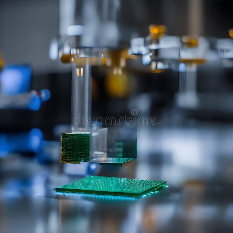 Precision Machine Working on Green Microchip in High-Tech Environment ...