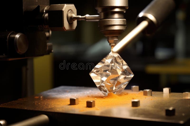 Precision Machine Working on a Raw Diamond Stock Illustration ...