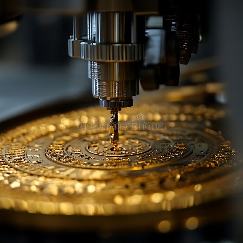 Precision Machinery Engraving Intricate Patterns on Metal Surface Stock ...