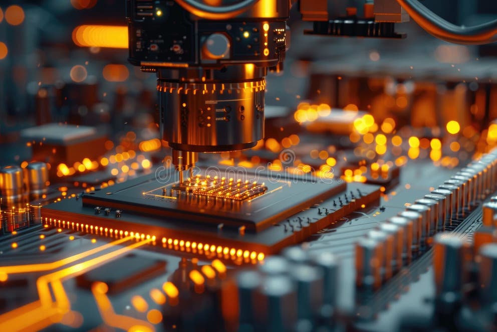 Precision Machinery Manufacturing Microchip Stock Illustration ...