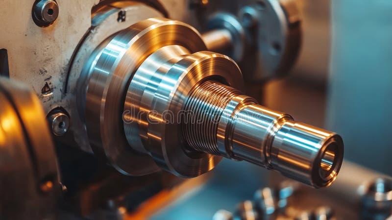 Precision Machining Close-Up of CNC Lathe Cutting Metal Component ...