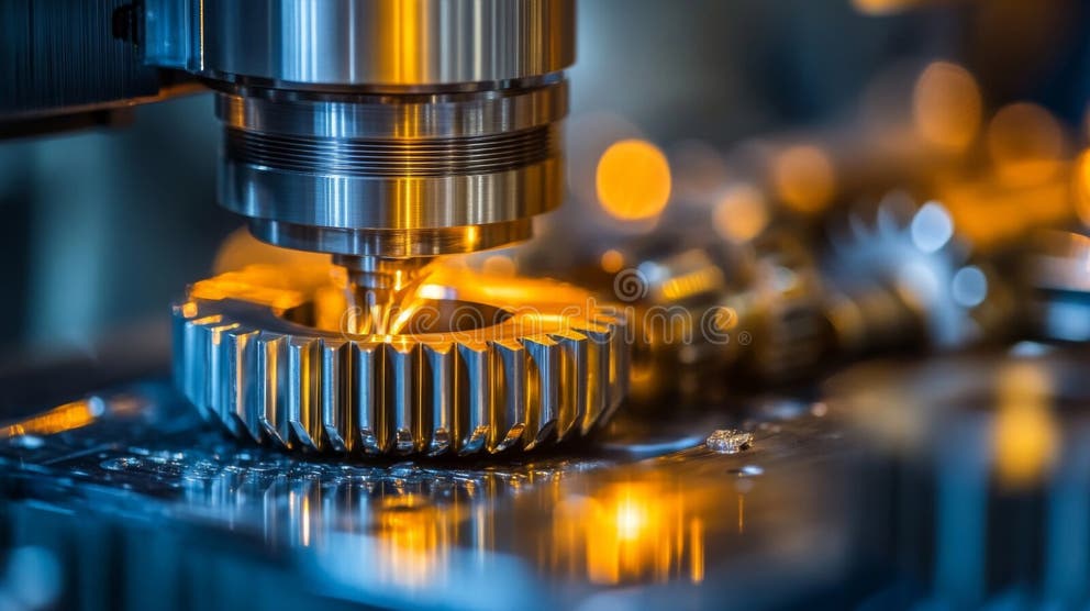 Precision Machining of a Metal Gear Component Stock Illustration ...