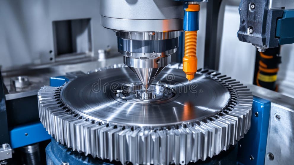 Precision Machining of a Metal Gear Component Stock Illustration ...