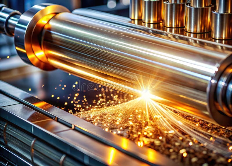 Precision Machining Process Closeup View of a Shiny Metallic Surface ...