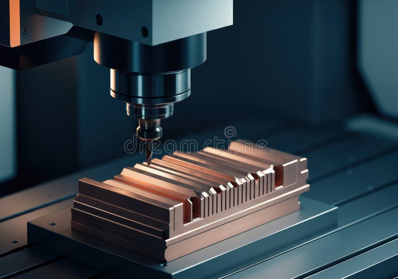 Precision Machining Process with a CNC Machine Cutting a Metal ...