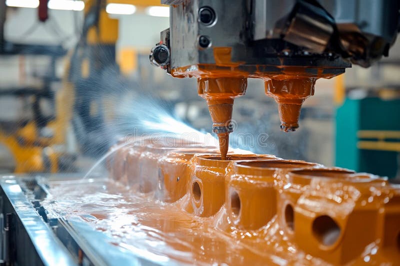 Precision Machining Process in a Factory with Flowing Coolant and Metal ...