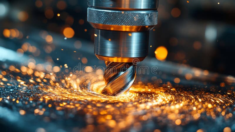 Precision Machining Process Showcasing Metal Cutting and Spark ...