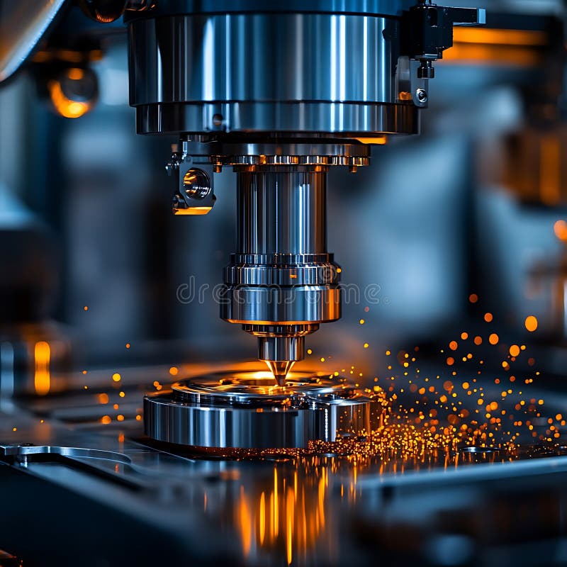 Precision Machining Process with Sparks and High-Tech Equipment Stock ...
