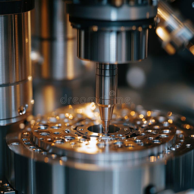 Precision Machining Tool on CNC Machine in Modern Factory Setting Stock ...