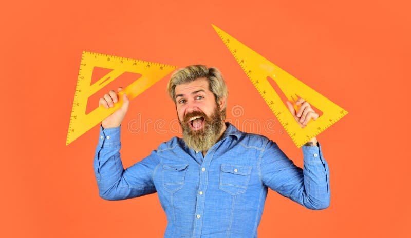 Precision Measurement Tool. Man Use Triangle. Math or Mathematics. Stem ...