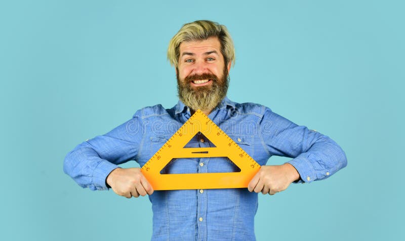 Precision Measurement Tool. Man Use Triangle. Math or Mathematics. Stem ...