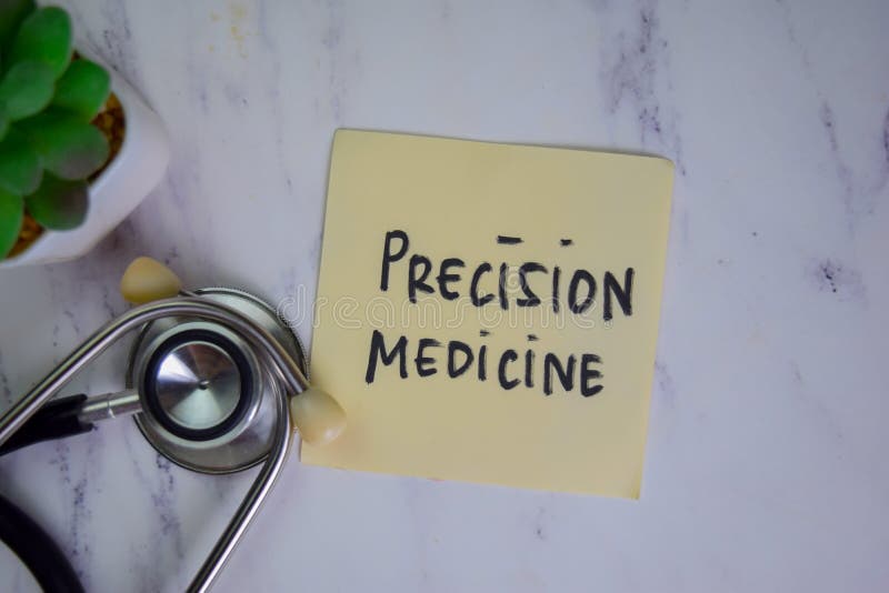 Precision Medicine Write on Sticky Notes Isolated on Wooden Table Stock ...