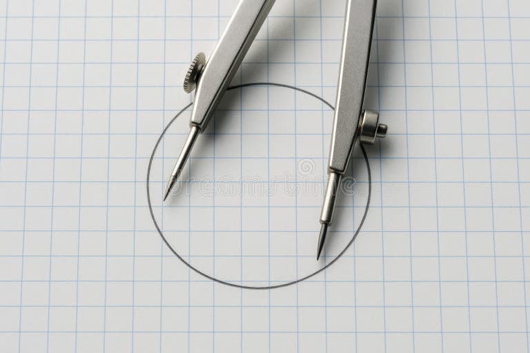 Precision Metal Compass Drawing a Perfect Circle on Grid Paper ...