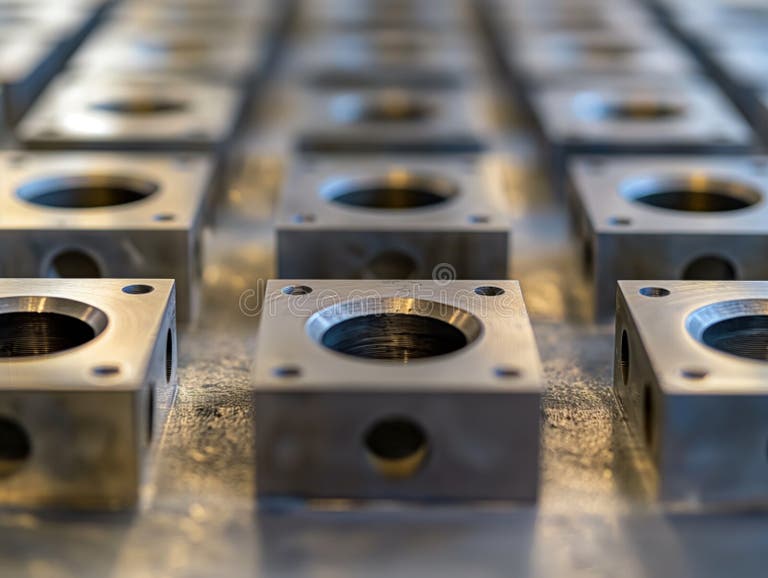 Precision Metal Components in Manufacturing Stock Image - Image of ...