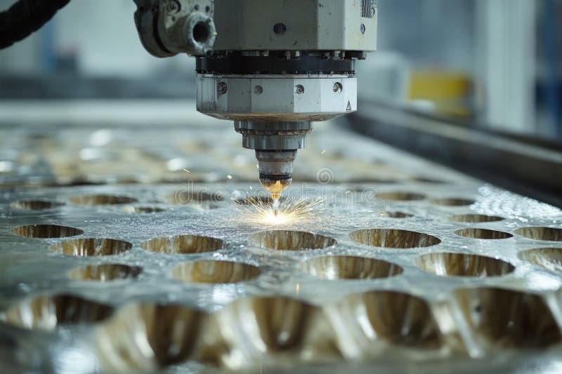 Precision Metal Cutting Machine in Action (1 Stock Illustration ...