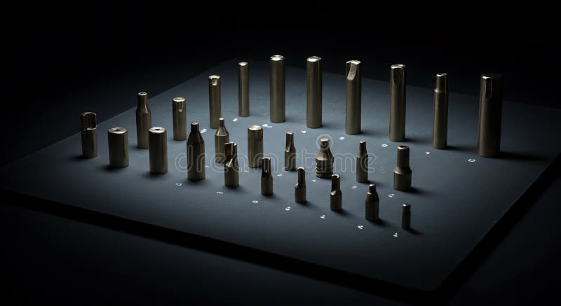 Precision Metal Punch Set Displayed on Dark Surface for Engineering ...