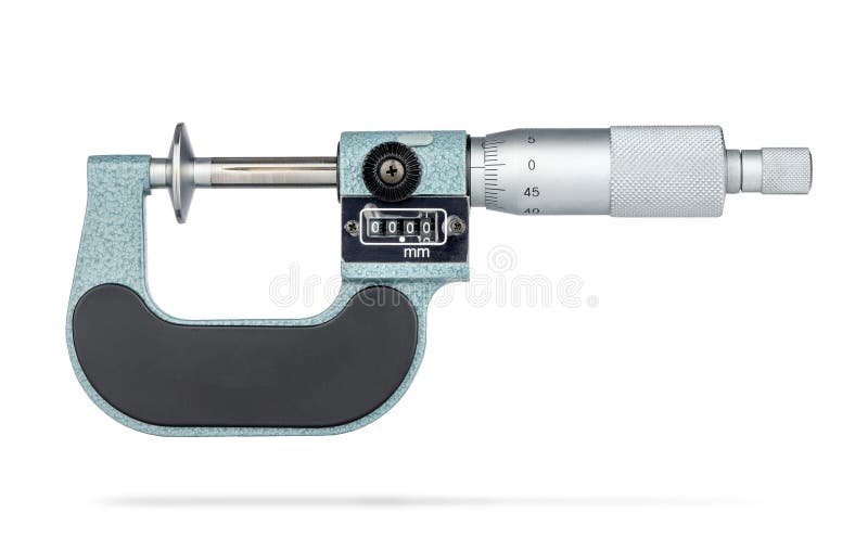 Precision Micrometer Tool Isolated on White Background. Professional ...