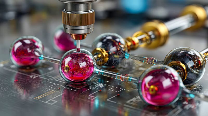 Precision Microneedles Working on a Petri Dish Filled with Glowing Red ...