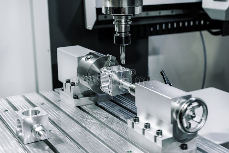 Precision Milling CNC Machine Tool Makes Part. Stock Image - Image of ...