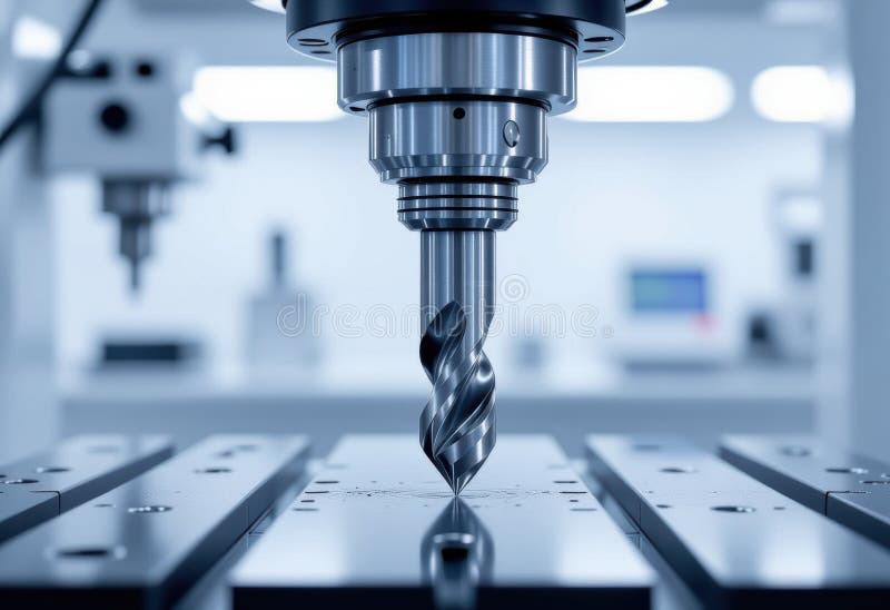 Precision Milling Machine with a Sharp Drill Bit Ready for Operation ...