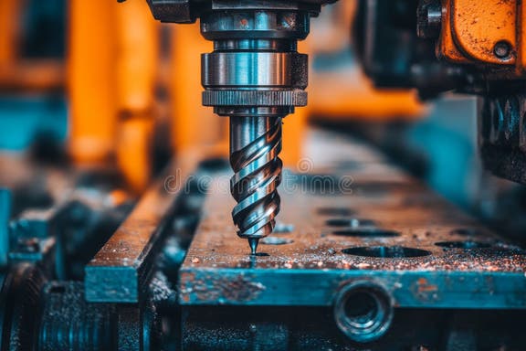 Precision Milling Process Involving a Drill Bit on a Machine Tool for ...