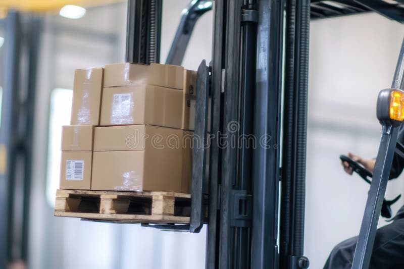 Precision in Motion As a Worker Unloads Boxes with a Forklift S Lifting ...