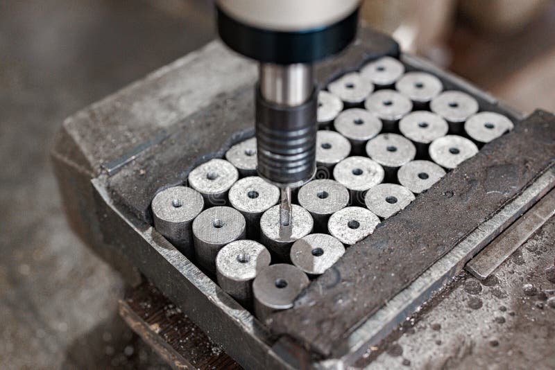 Precision in Motion a Drill Press Expertly Machining Gleaming Metal ...