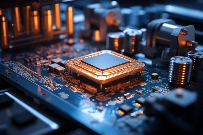 Precision Production Microelectronics Chip Factory, Workspace, Robot ...