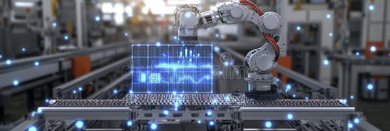 Precision Robotic Arm Processing Data with Holography Stock ...