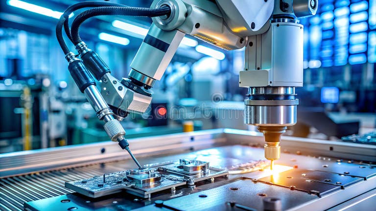 Precision Robotic Arm Working on Circuit Board Assembly - High-Tech ...