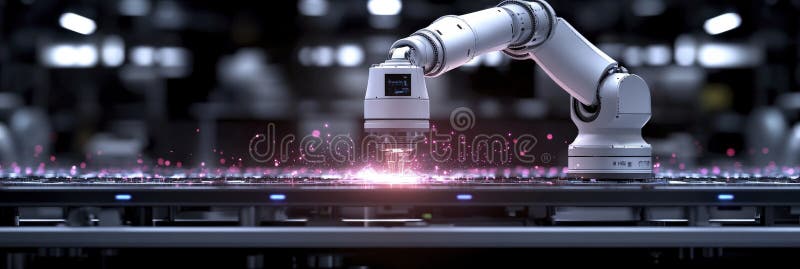 Precision Robotic Arm Working on Electronic Circuit Stock Illustration ...