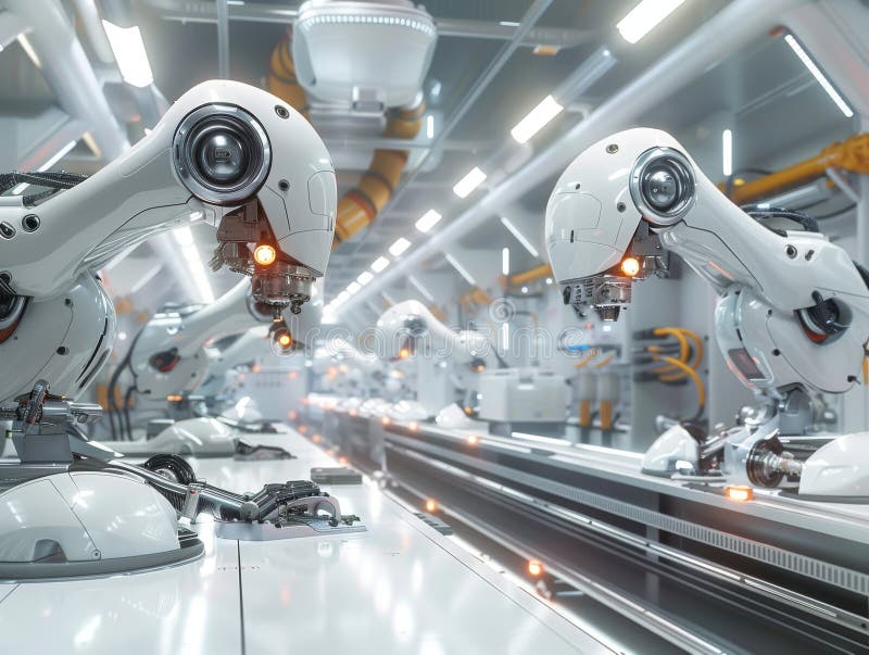 Precision Robotic Arms in a High-Tech Manufacturing Facility Stock ...