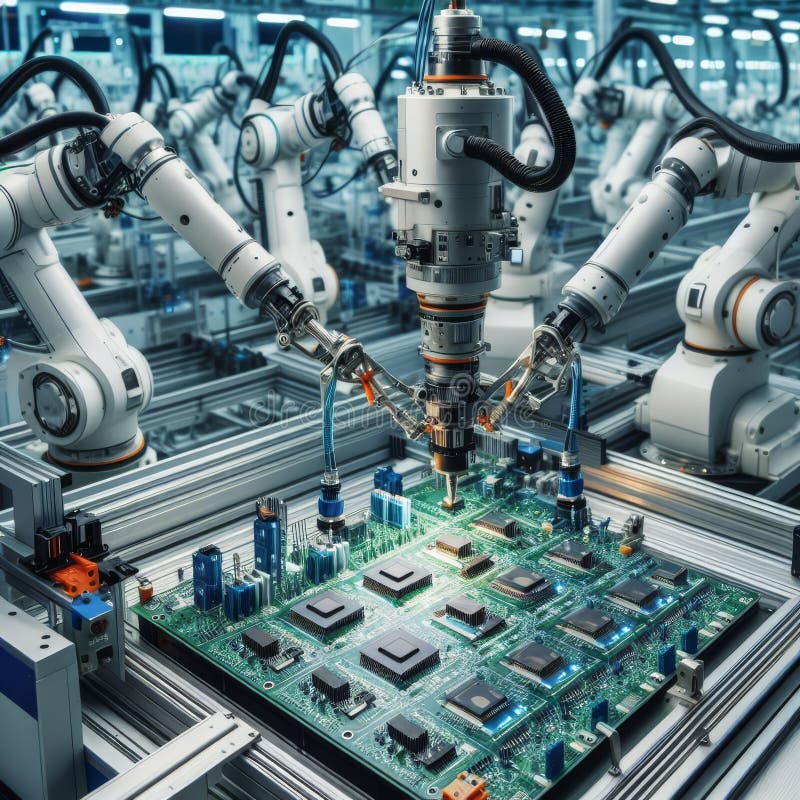Precision Robotics in Electronics Manufacturing Stock Photo - Image of ...