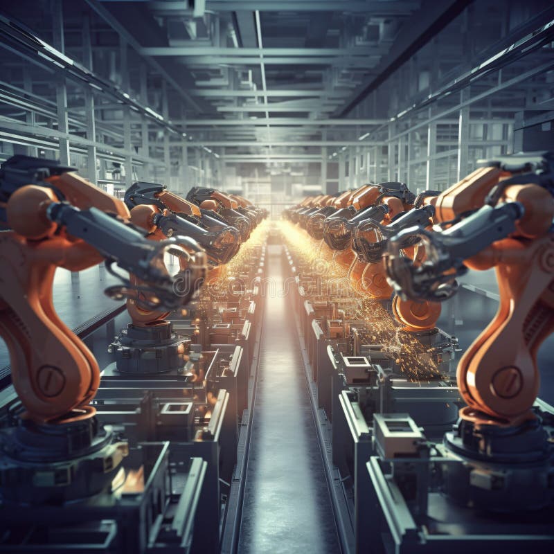 Precision Robotics Enhancing Factory Assembly Line Stock Illustration ...