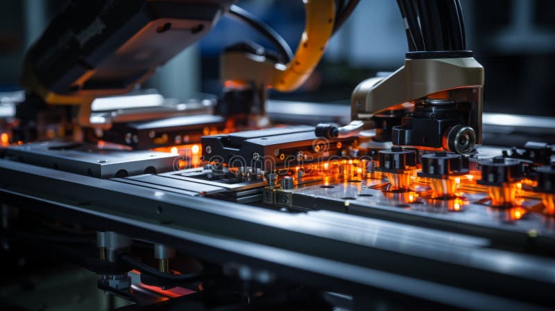 Precision Robots in a Factory Assembling High-end Cameras during the ...