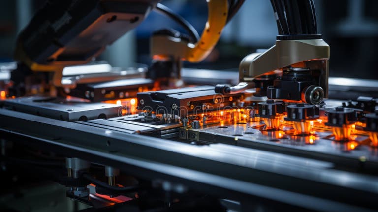 Precision Robots in a Factory Assembling High-end Cameras during the ...