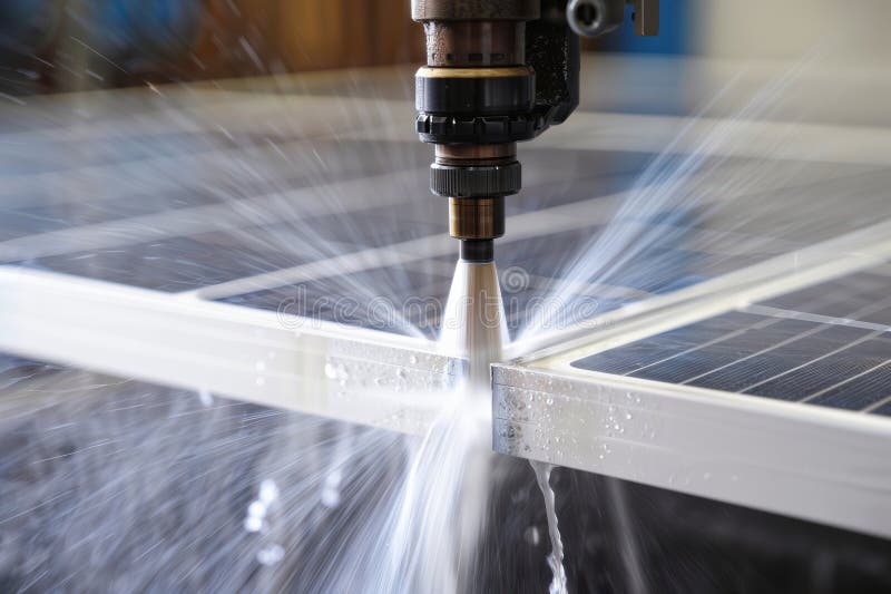 Water Jet Cuts Solar Panel Components in Factory, Generative Ai Stock ...