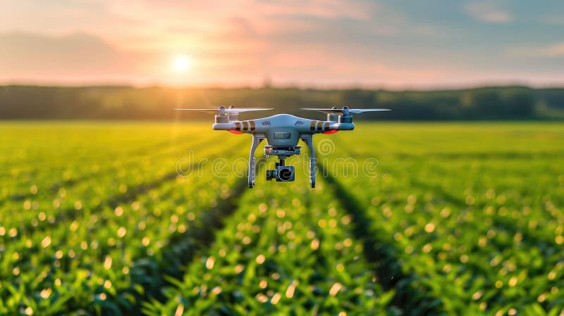 Precision Spraying Drone in Vibrant Agricultural Setting. Stock ...