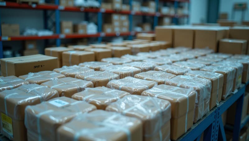 Precision Storage Rows of Sealed Containers in Warehouse Stock ...