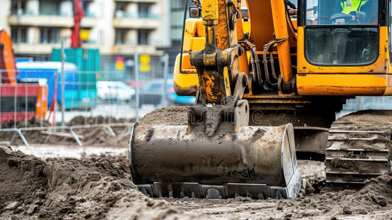 Precision and Strength Merge, Shaping the Future of Construction. Stock ...