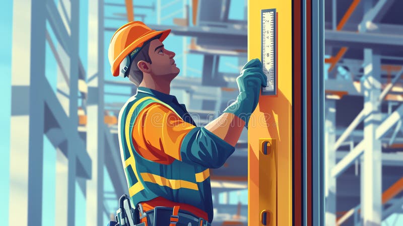 Precision in Structural Work: a 3D Vector Illustration of a Worker ...