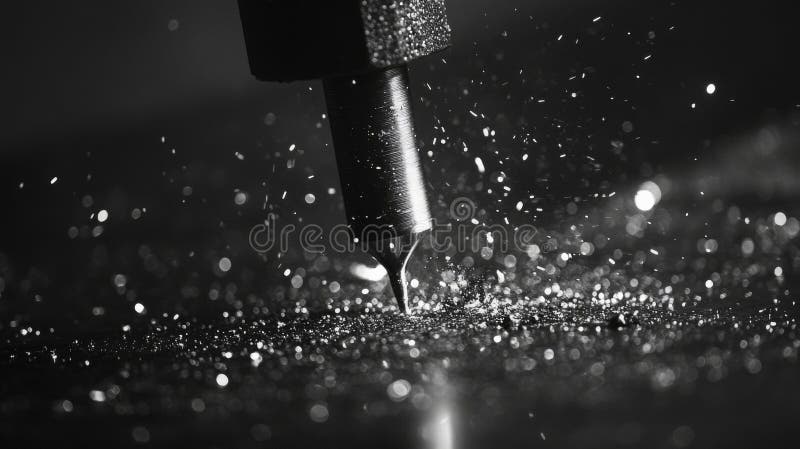 Precision Tool Engraving Metal Surface with Sparks Stock Illustration ...
