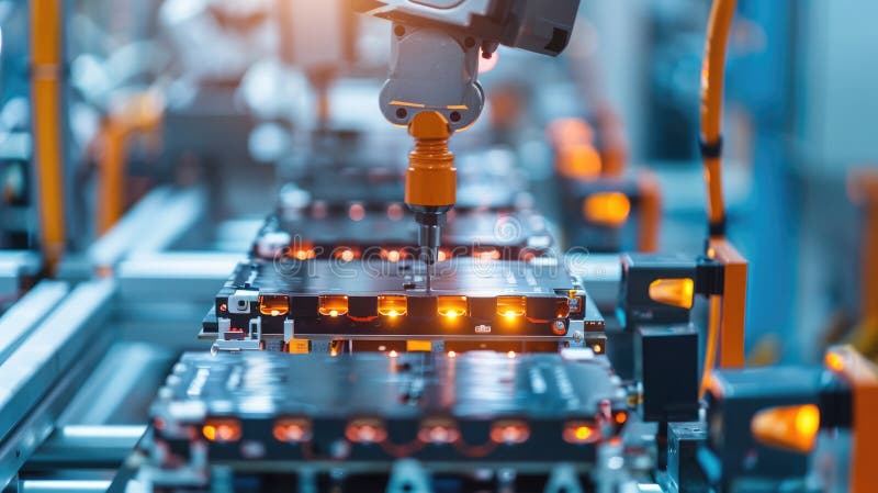 Precision Tools and Advanced Machinery Assembling EV Battery Cells in a ...