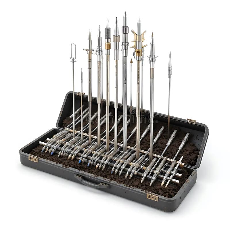 Precision Tools Array in Case with Soil Engineering and Industrial Concept Stock Illustration ...